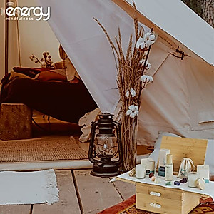 Energy Mindfulness Altar Starter Kit with Altar Cloth, Sage Spray, 2 Soy Wax Candles, 7 Chakra Healing Crystals - Bamboo Wooden Box with Fold-Out Table Top & Drawers with Quartz Crystal Handles