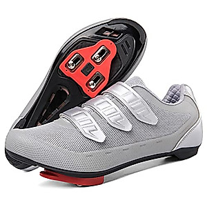 Mens Womens Indoor Cycling Shoes Compatible with Peloton Bike Shoes Cycling Shoes with Delta Cleats Clip Outdoor Pedal SPD Road Bike Shoes,Gray