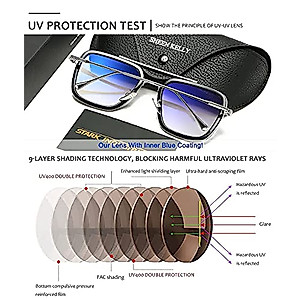 SHEEN KELLY Retro Tony Stark Sunglasses Vintage Square Metal Pilot Eyeglasses Men Women Spider Man