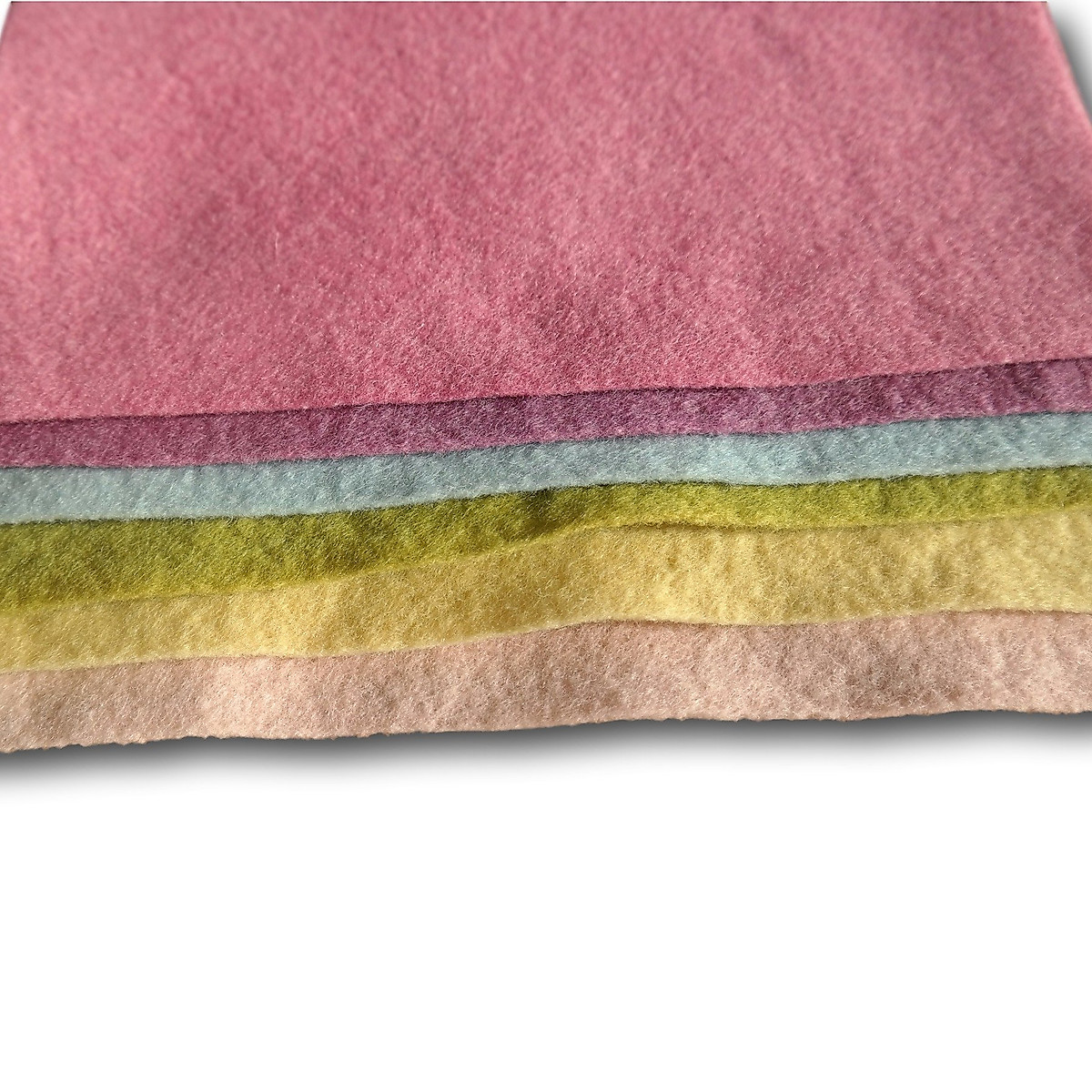 100% kbt Sheeps Wool, Plant Dyed, Bioland Felt Sheets - 6 pcs Assorted Pastel Colors 15x20cm (6x7.8")
