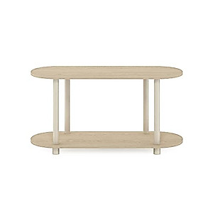 Furinno Turn-N-Tube No Tools Modern Oval Side Table, Bauhaus Oak/Beige