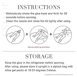 JOVISA W01 Eyelash Extension Glue 0.5 Second Drying Time 6-8 Weeks Long Retention 30~70% RH Ideal Humidity Professional Use Only 5ml