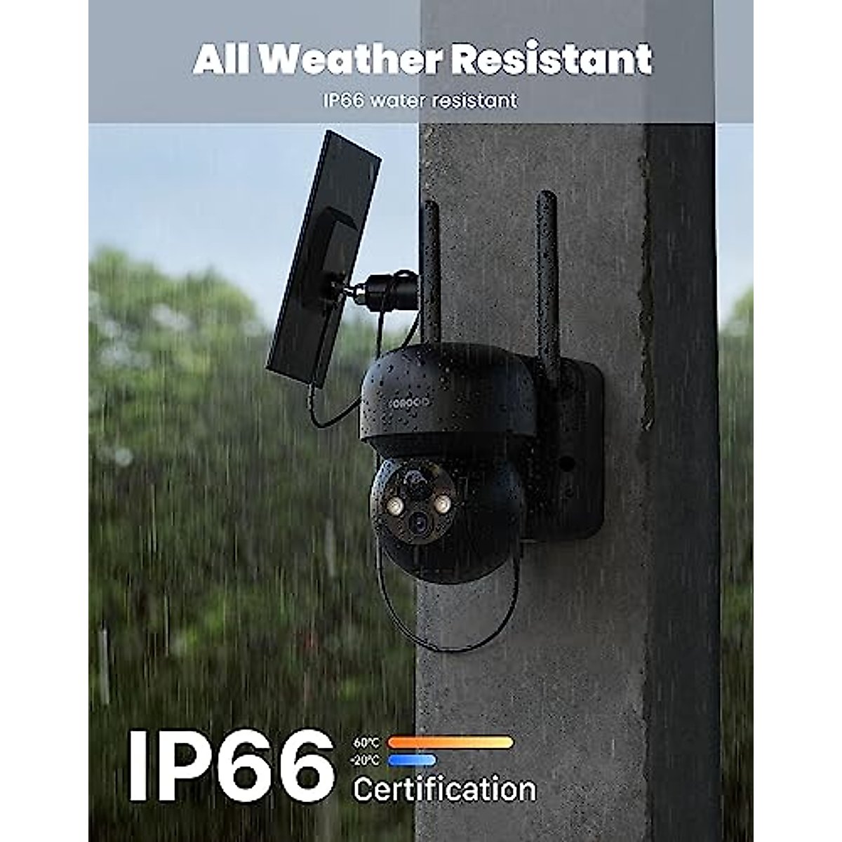 FOAOOD 2K Security Camera Wireless Outdoor, Sloar Camera for Home Security Outside, APP Controls 360° Full Coverage, Color Night Vision, Human Detection, IP65 Waterproof, 2.4G WiFi Connection