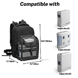 Trunab Portable Oxygen Concentrator Carrying Backpack, POC Bag with Transparent Cover & Multiful Pockets Compatible with Inogen one, Caire Freestyle Comfort, Oxygo, Philips SimplyGo Mini