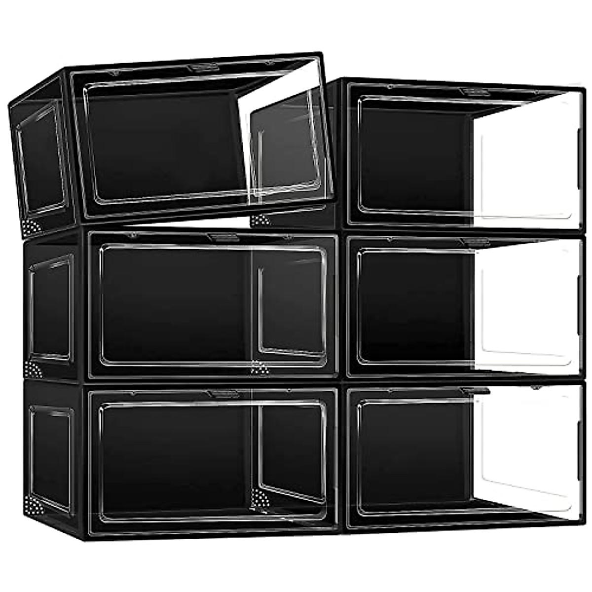 mupera X-Large Shoe Boxes Clear Plastic Stackable Shoe Storage Box with Clear Door for Closet, Plastic Shoe Boxes with Lids, Drop Front Shoe Box, Storage Containers for Organizing Sneaker(9 Pack)