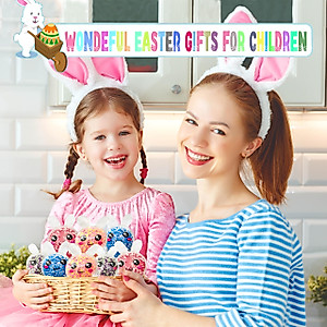 Easter Basket Stuffers for Kids, 8 Pack Easter Squishies Bunny Stress Balls for Toddlers Teens Adults Filled Easter Baskets Bulk, Squeeze Stress Relief Rabbit Toy with Gift Package