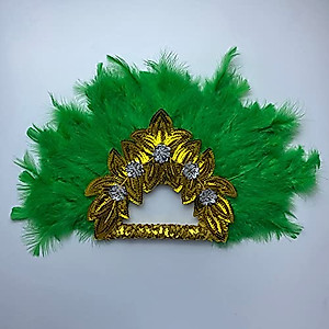 Msbfea Big Size Evantaille Mariage Africain Feather Fan Ladies Wedding Red Color Turkey Feather Fan for Bride Feather Nigerian - 32cmx55cm Color 125