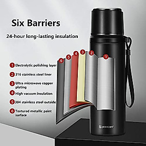 SEASD Thermos Mug 316 Stainless Steel Vacuum Flask Portable Thermos Bottle for Office Travel Hiking Cycling (Size : 500ml)