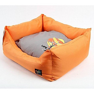 ALPHADOG Series Dog&CAT Square Plush Cushion Bed (Medium, Orange)