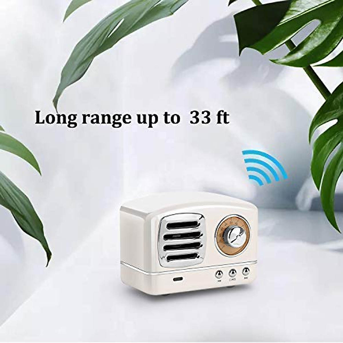 Dosmix Wireless Stereo Retro Speakers, Portable Bluetooth Vintage Speakers with Powerful Sound, Answering Calls, Alexa Support, TF Card, AUX for Kitchen Bedrooms Party Outdoor Android iOS White