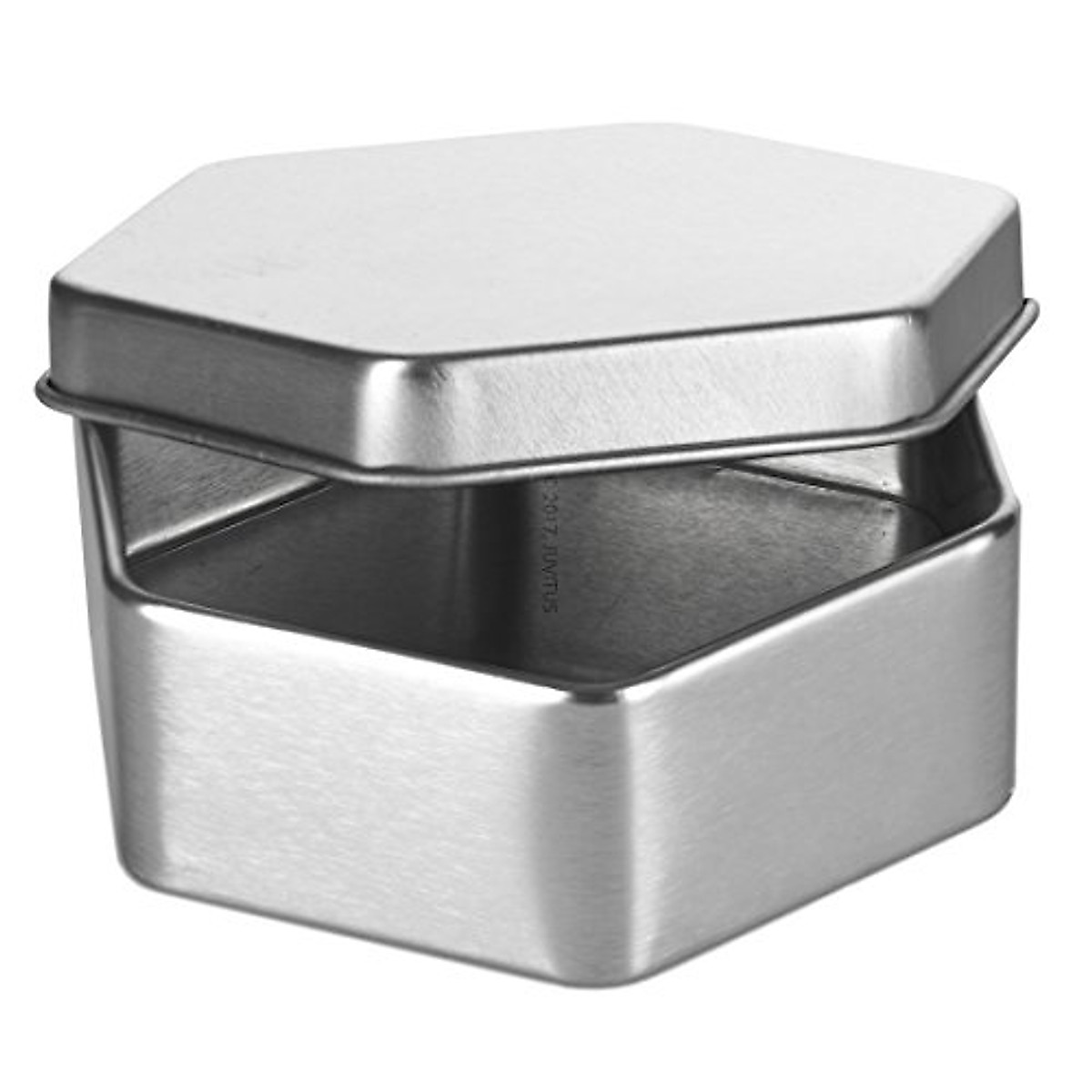 Hexagon Steel Metal Tin Container with Slip Cover Lid (12 PACK) - holds approx. 2 fl oz