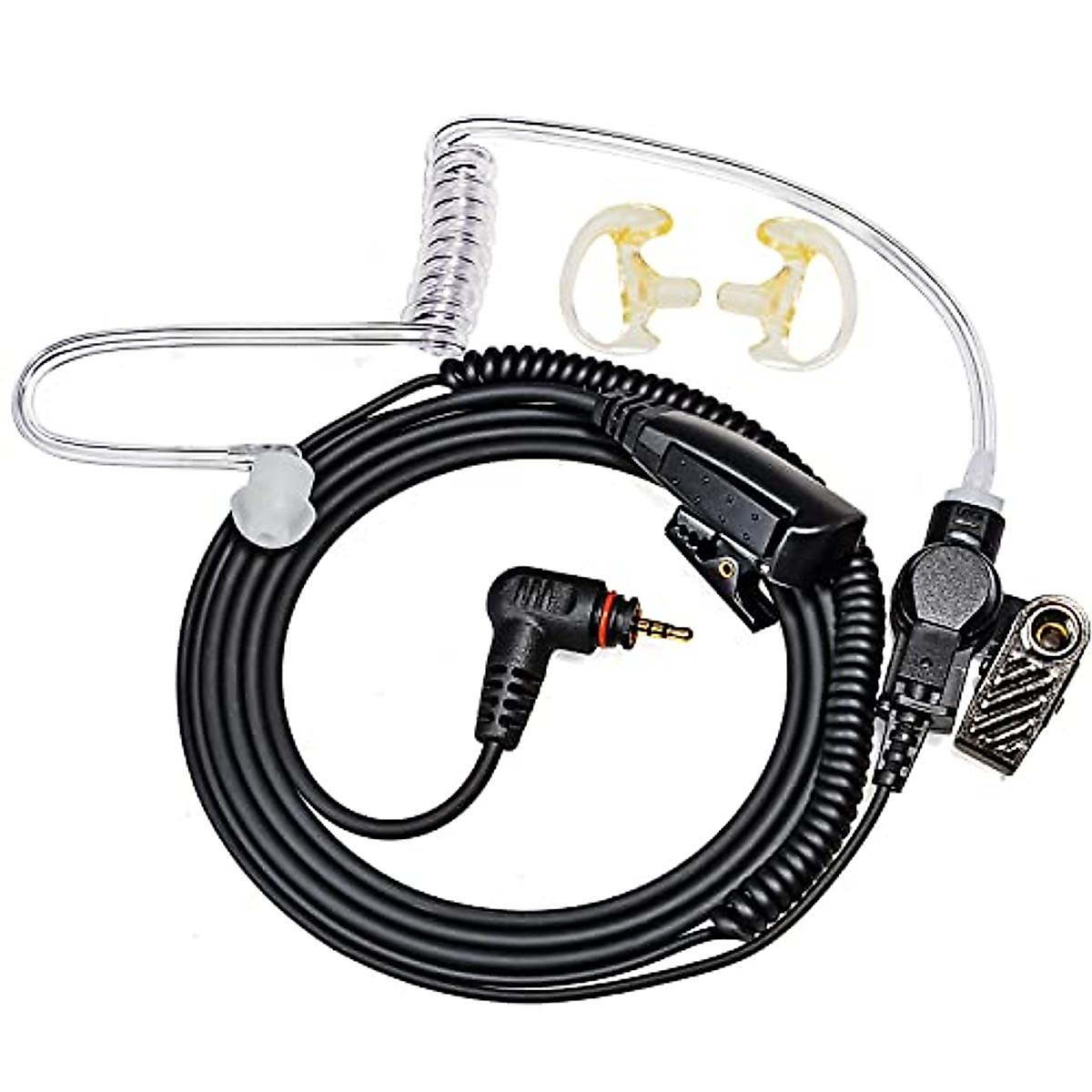 HYS 1-Wire Radio Earpiece for Motorola Single Pin SL300 SL7550 SL7580 SL7590 SL4000 SL3500e SL1K SL1M, Surveillance 2 Way Radio Earpiece with Mic/PTT, W/A Pair Medium Silicon Earmold