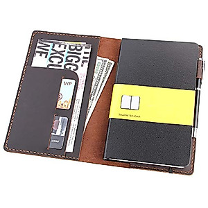 Leather Journal Cover Fits for Moleskine Large Hard Cover Notebook, Handmade Vintage Leather Cover for 5"x8.25" Hardcover Notebooks - Coffee