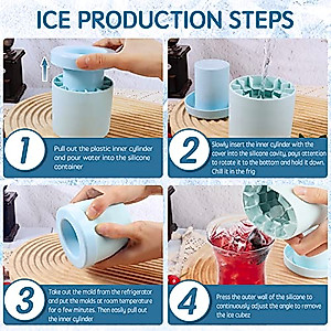 Cylinder Silicone Ice Cube Mold, New 3D Ice Cubes Maker, Decompress Ice Lattice, Press-Type Easy-Release Ice Cup (Blue-Green)