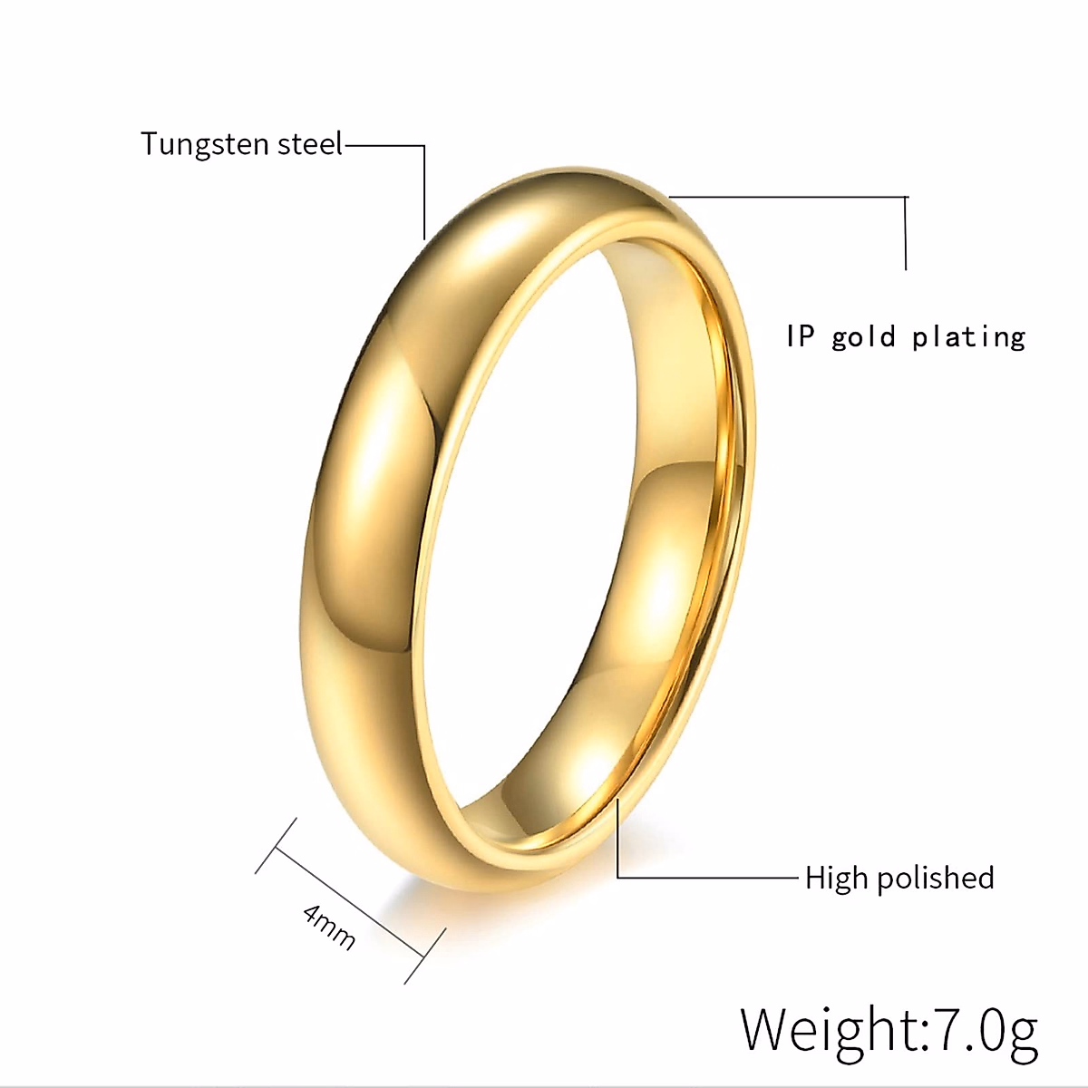 ANAZOZ Engravable Tungsten Rings, 6MM & 4MM Polished Gold Matching Rings for Your Best Friend, Women Size 9 + Men Size 10