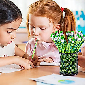 Marspark St Patricks Pencils 7.5 Inch Wood Pencils Saint Patricks Day Pencils with Erasers Shamrock Pencils Green Party Pencil St Patricks Day Decorations Treats Pencils for Kids (48 Pieces)