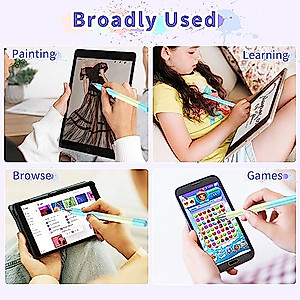 Stylus Pens for Touch Screens, High Precision 2-in-1 Disc Stylus Pen with Magnetic Adsorption, Compatible with  iPad/iPhone/Tablets/Android and All Capacitive Touch Screens (Blue Light Yellow)