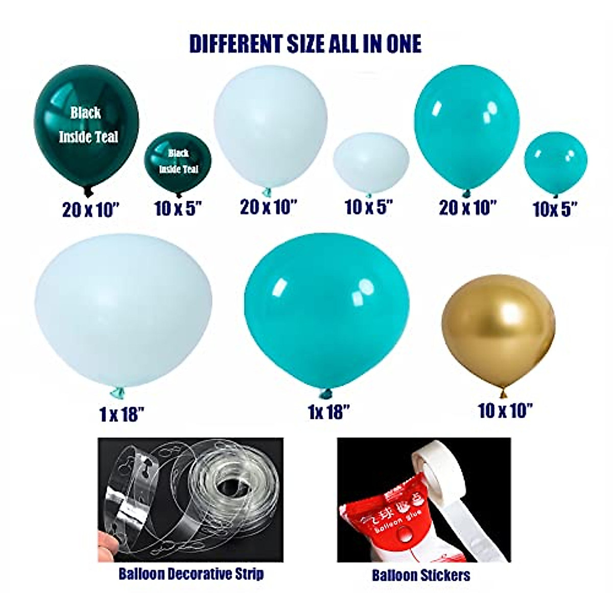 Beaumode DIY Dark Teal and Tiffany Balloon Garland for Birthday Communion Baby Shower Bridal Shower Balloon Arch Graduation Party Backdrop Decoration (Tiffany and Teal)