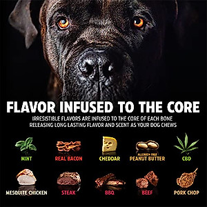 Pet Qwerks Original BarkBone - Nylon Dog Bone for Aggressive Chewers - Bacon Flavor - 7.75"