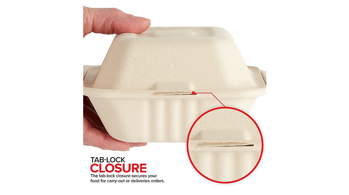 Eco-Friendly Clamshell Take Out Containers 6x6 Inches (50 Pack)