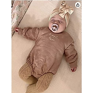 OikMombiu Newborn Baby Girl Boy Valentine's Day Outfit Little Love Crewneck Sweatshirt Onesie Bubble Romper Spring Fall Clothes(Little Love Purple, 3-6 Months)