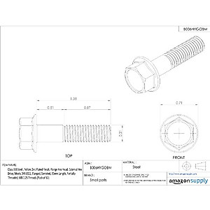 Class 8.8 Steel Cap Screw, Yellow Zinc Plated Finish, Flange Hex Head, External Hex Drive, Meets DIN 6921, Flanged, Serrated, 20mm Length, M8-1.25 Metric Coarse Threads, Imported (Pack of 50)