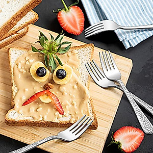 LIANYU 9 Pieces Children Stainless Steel Fork, Cute Kids Toddler Forks, Children Silverware Flatware Set, Kids Children Cutlery Set, Small Kid Utensil for Self Feeding, Mini Salad Fork