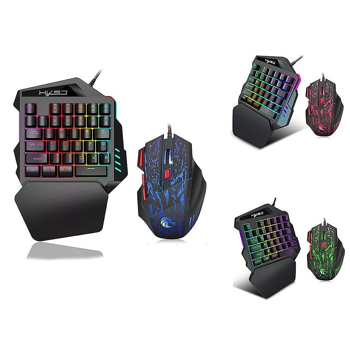 Aibote Mini 35 Keys One-Hand Mechanical Keyboard and Mouse Combo,New Upgraded V100 Gaming Keyboard with Colorful LED Backlit for PC Computer Smartphones LOL/PUBG/Fortnite/Wow/Dota/OW
