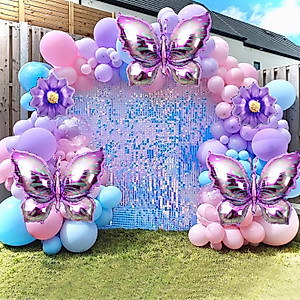 5 PCS Butterfly Balloons Decoration With Purple Flowers Balloons Purple Butterfly Balloon Butterfly Birthday Balloons Decoration for Garden Butterfly Themed Party Wedding Baby Shower Birthday Party