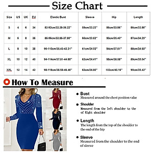 ONGJWU Dresses for Women 2023, Vestidos Elegantes De Mujer para Fiesta Cortos Homecoming Dress Tiered Ladies Sexy Nightclub Diamond V-Neck Long Sleeve Dress Tight Dress College One (XL, Blue)