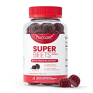 humanN SuperBeets Heart Gummies - Beet Gummy with Energy Support, Grape Seed Extract & Beetroot Powder, Sugar Free - Pomegranate Berry Flavor, 60 Count
