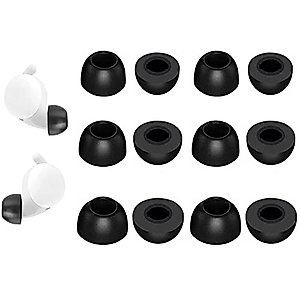 JNSA Replacement Memory Foam Ear Tips Noise Canceling Foam Eartips Ear Plug Ear Tip Gels Compatible with Google Pixel Buds A-Series, [Fit in Case],L/M/S 3 Size 3 Pairs ,Black (FoamPixelA6P)