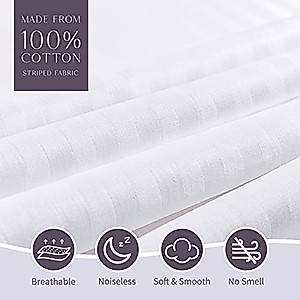 FAUNNA Hidden Zippered Pillow Protectors Cover Queen Size Set of 2 - Soft Quiet Sateen 100% Long-Staple Cotton Cases -Comfortable and Cozy White Bed Pillow Cover