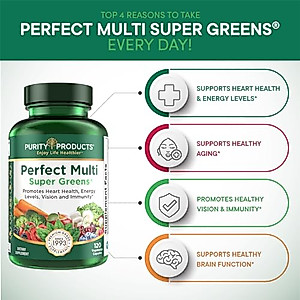 Purity Products Perfect Multi Super Greens Dietary Supplement Health Nutrition, 120 count