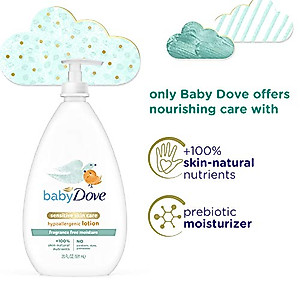 Baby Dove Face and Body Lotion for Sensitive Skin Moisture Fragrance-Free Baby Lotion 20 oz