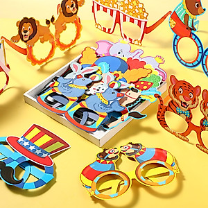 Harrycle 32 Pcs Circus Party Decorations Clown Paper Glasses Carnival Photo Booth Props Circus Clown Eyeglasses for Carnival Party Decoration Circus Birthday Baby Shower Party Supplies