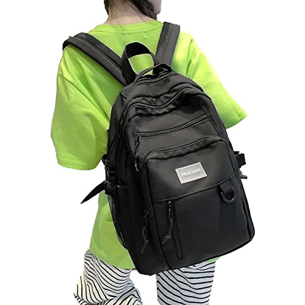 PRAGARI Kids Backpack for School Cute Aesthetic Black Backpack Girls Student Bookbag Women Travel Lightweight Book Bag