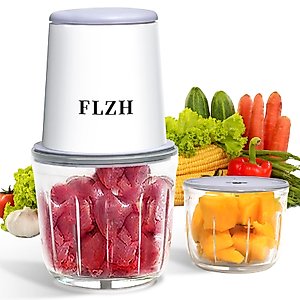 Baby Food Processor,Meat Grinder Electric, Food Processors with Glass Meat Blender Food Chopper for Meat, Vegetables, Fruits and Nuts with 4&6 Sharp Blades,Portable Cordless Electric Mini Food Chopper