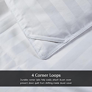 Beautyrest US Grown Cotton All Seasons Warmth Exceptional Hungarian White Goose Down Comforter King Size-750 Fill Power 500TC Damask Stripe Fabric