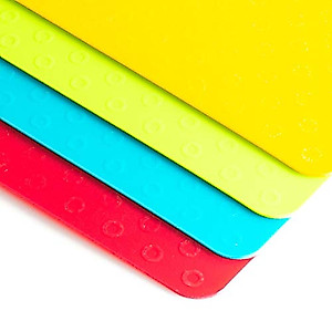 Bellemain Extra Thick Flexible Plastic Cutting Board Mats Non-Skid with Food Color Codes (Set of 4) (8"x11")