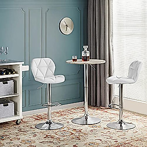 Yaheetech Bar Stools Set of 2 Counter Stool Bar Chairs with Backrest Height Adjustable Swivel Tall Bar Stools Modern PU Leather, White