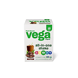 Vega Organic All-in-One Vegan Protein Powder, Chocolate - Superfood Ingredients, Vitamins for Immunity Support, Keto Friendly, Pea Protein for Women & Men, 14.7 oz (Packaging May Vary)