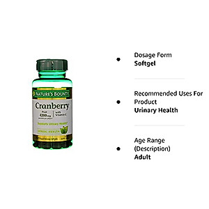 Nature's Bounty Cranberry Fruit 4200 mg, Plus Vitamin C, 120 Softgels
