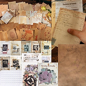 JUSFURLIFE Scrapbooking Supplies Kit, Vintage Scrapbook Kit for Journaling Supplies, Scrapbook Papers, Butterfly & Flower Stickers, Junk Journal Supplies for Beginners with Scrapbook Materials