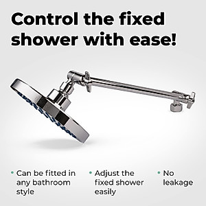 11'' Shower Head Extension Arm by LOKBY - Anti-Leakage Shower Extension Arm - Adjustable Shower Arm Fits Any Rain or Handheld Shower Heads - Shower Head Extension Pipe - Rust Proof Materials - Nickel
