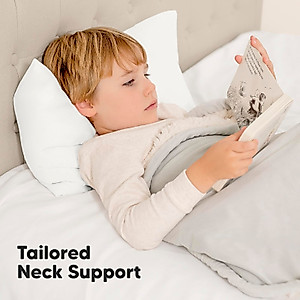 Toddler Pillow with Pillowcase - 13x18 My Little Dreamy Pillow, Organic Cotton Toddler Pillows for Sleeping, Kids Pillow, Travel Pillows, Mini Pillow, Nursery Pillow, Toddler Bed Pillow (Soft White)