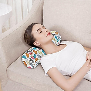 Vnurnrn Cats White Neck Support Pillow Round Neck Roll Bolster Cylinder Pillow Cervical Pillows Body Pillow for Leg Knee Back Head Support for Work Women Men Traveling Headrest