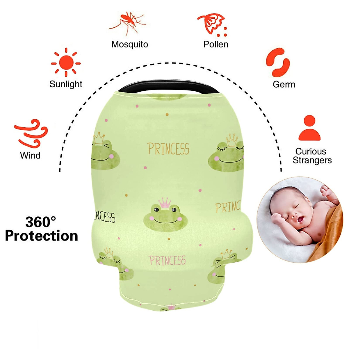 Nursing Cover Breastfeeding Scarf Cute Princess Frogs- Baby Car Seat Covers, Infant Stroller Cover, Carseat Canopy(r)