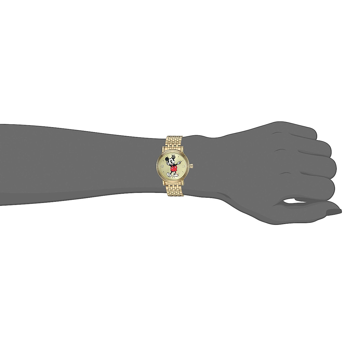 Disney Mickey Mouse Adult Vintage Articulating Hands Analog Quartz Watch, Gold/Gold/Gold