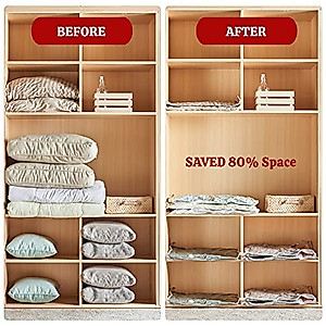 Vacuum Storage Bags (6 Jumbo) with Hand Pump | 40"x32" Vacuum Sealer Bags Clothes | Compression Bags for Travel | Space Saver Vacuum Storage Bags | Blanket Storage Bags | Clothing Storage